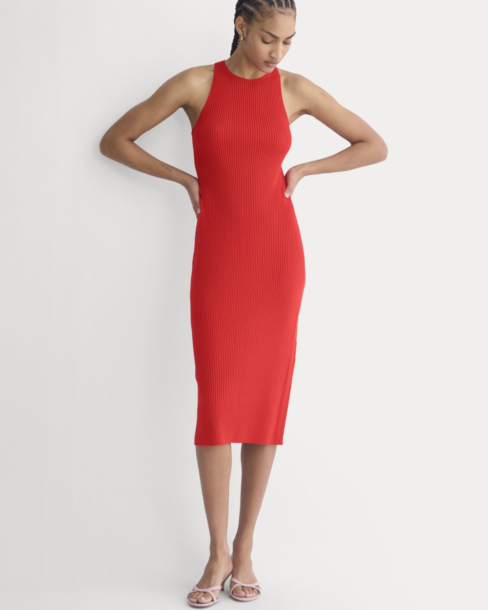 EVERLANE Everlane Cutaway Ribbed Midi Dress